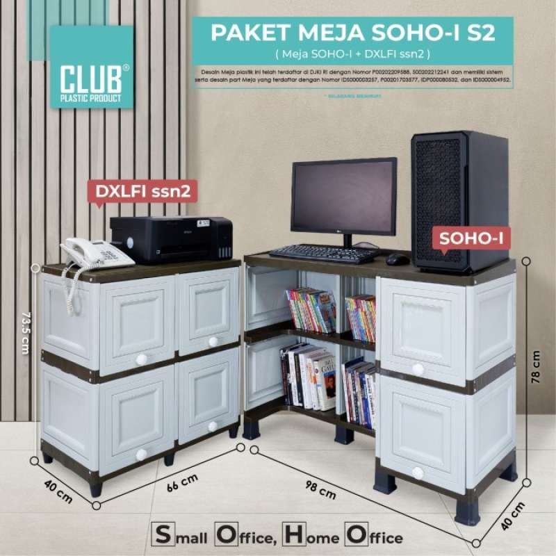 Promo Club Paket Meja Kantor Soho-1 S2/ Lemari Cabinet + Meja Kantor Plastik Terbaik Diskon 14% ...