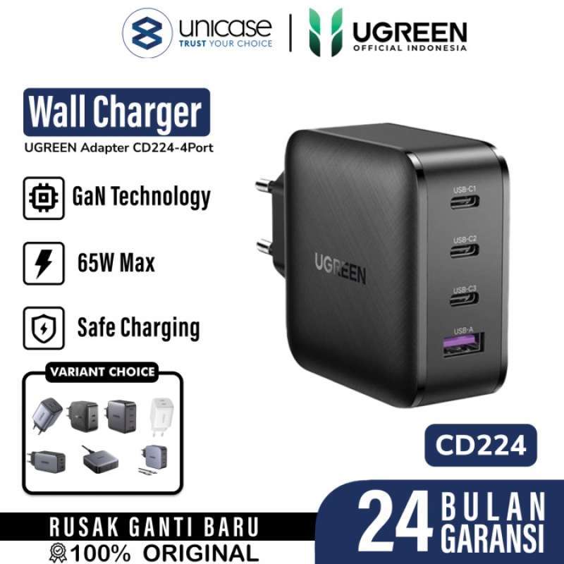 Promo Wall Charger Adapter Dual Usb Type-c Ugreen 100w Gan Pd Fast Charging - Cd224 65w Diskon ...