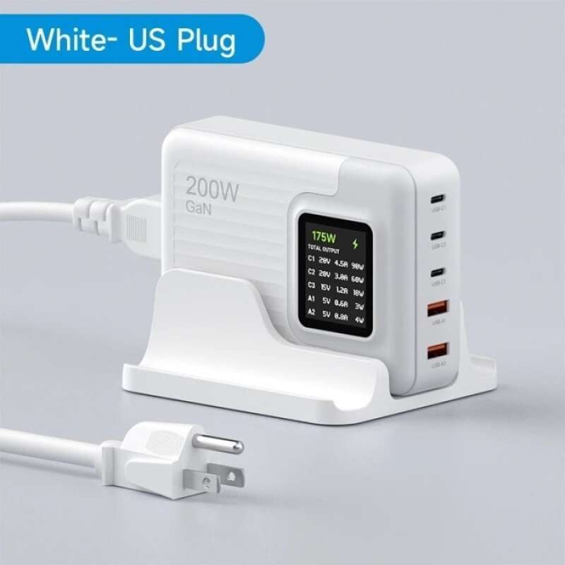 Promo Hagibis 200w Usb C Charger 5 Port Gan Desktop Charger With ...