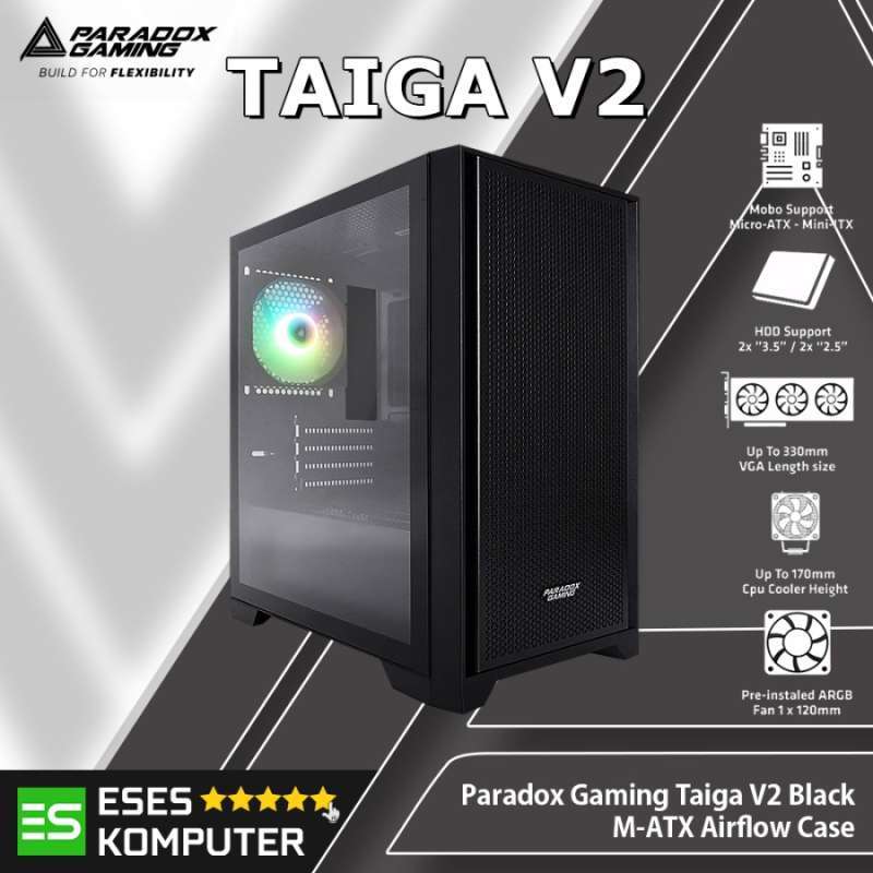 Jual Case Paradox Gaming Taiga V2 Black / White M-atx Free 1 Rainbow ...