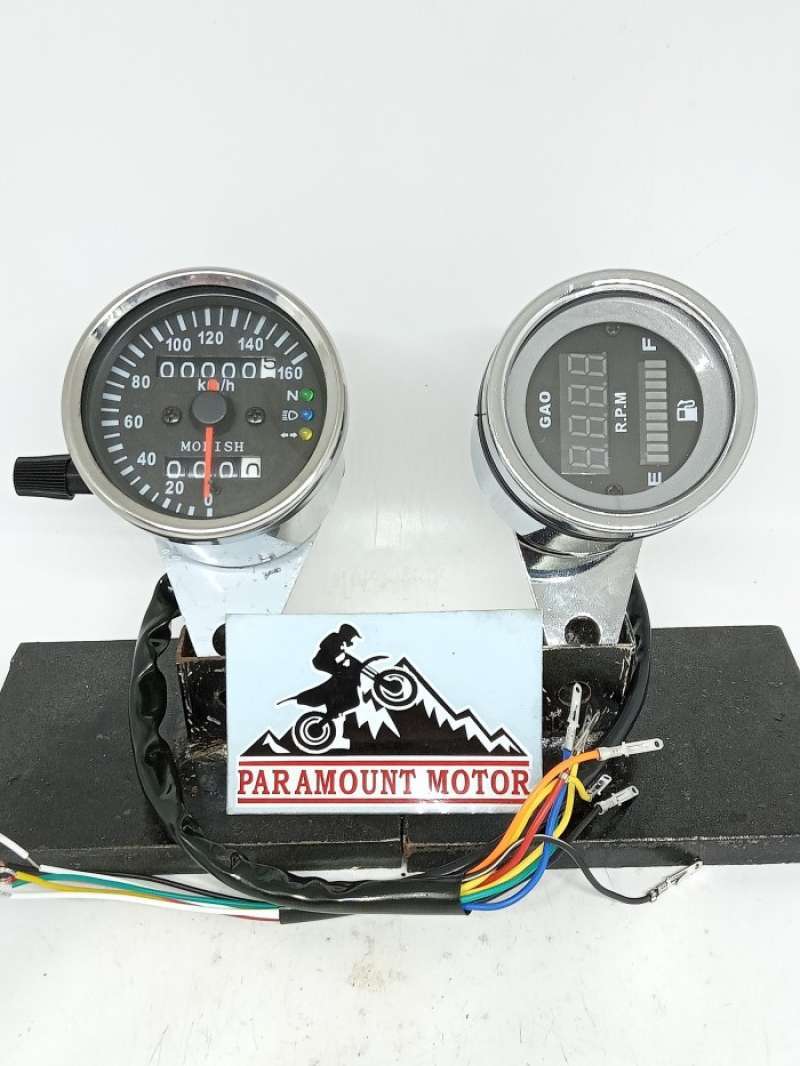 Promo Spidometer Bulat Kilometer Stelan Indikator Plus Rpm Amper Bensin ...