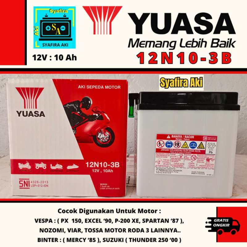 Promo Aki Motor Binter Mercy, Viar Yuasa 12n10-3b 12 Volt 10 Ah Diskon 17% Di Seller Toplets ...