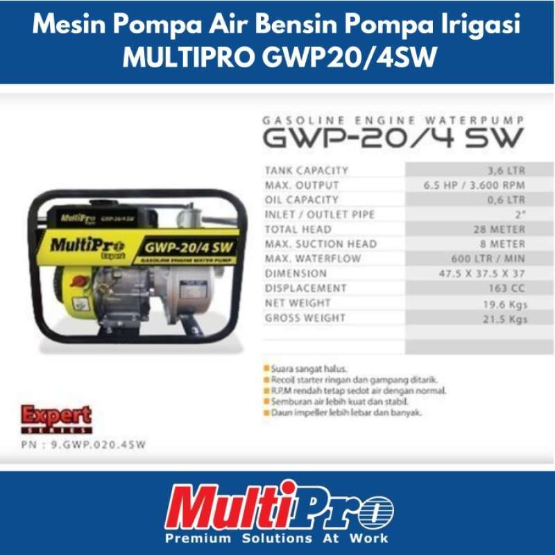 Promo Mesin Pompa Air Bensin Pompa Irigasi Gwp20/4sw Multipro Gwp-20/4 ...