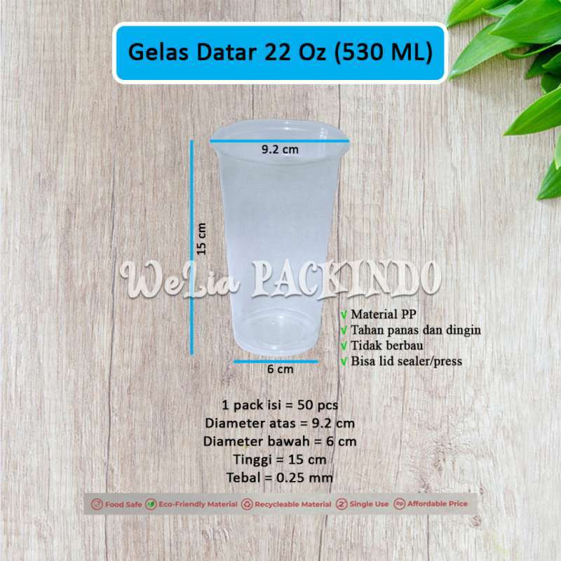 Jual Gelas Plastik Datar Universal 22oz / Gelas Cup Minuman Jus Juice ...
