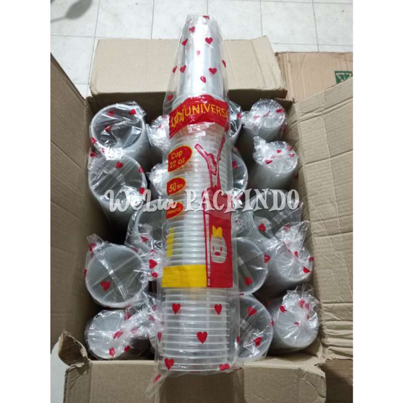 Jual Gelas Plastik Datar Universal 22oz / Gelas Cup Minuman Jus Juice ...