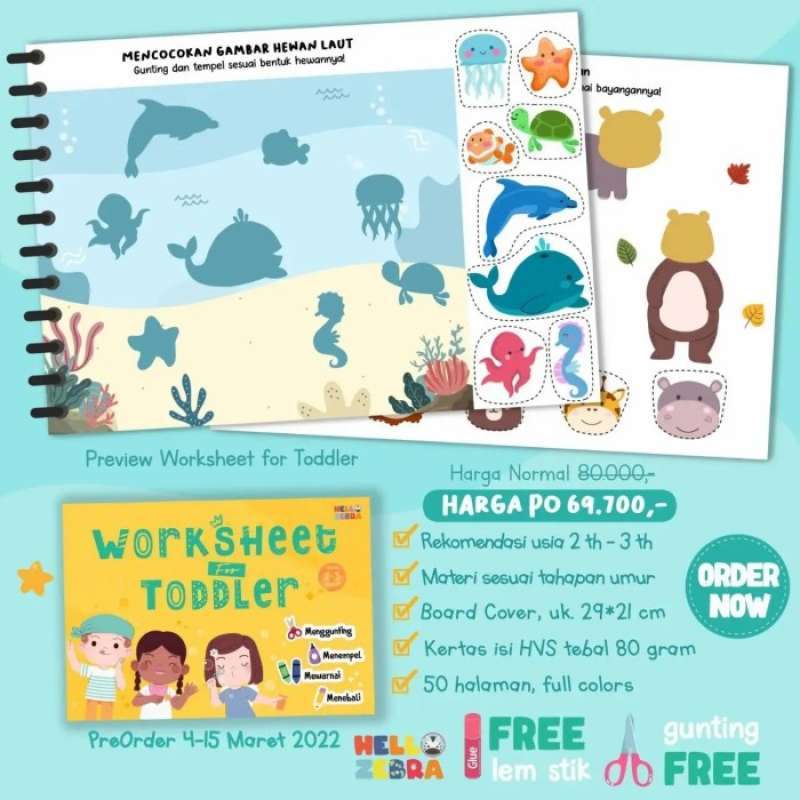 Promo Bundling Worksheet Hello Zebra Toddler + Kindergarten Diskon 33% ...