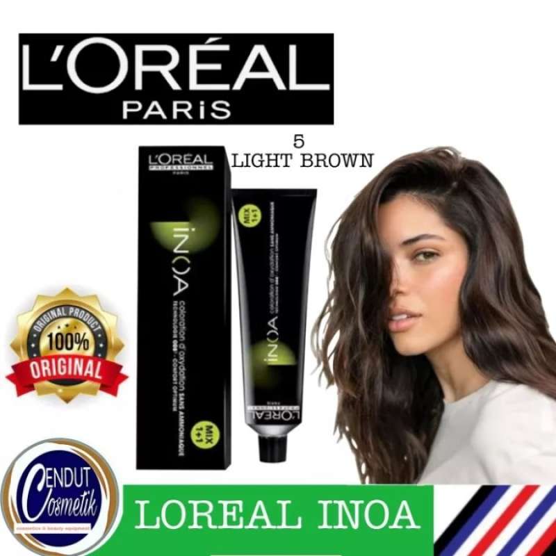 Promo Inoa 5 Light Brown + Oxidant, Cat Rambut Tanpa Amonia Diskon 23% ...