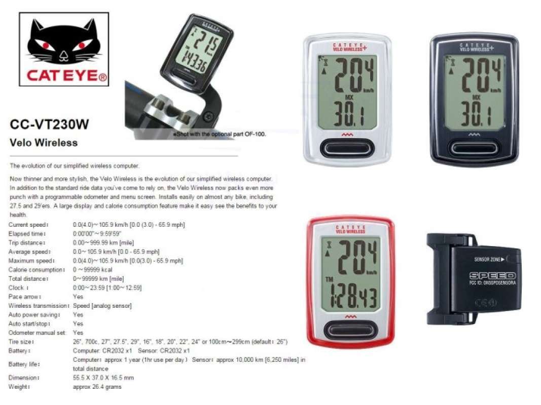 Promo Cyclo Computer - Speedometer Cateye Velo Wireless Vt230w Sepeda ...