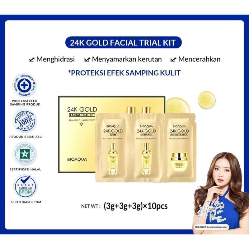 Promo Bioaqua 24k Gold Series | Toner | Serum | Facial Cleanser | Cream ...