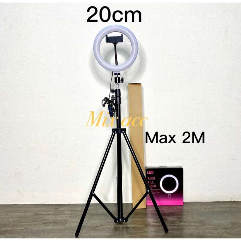 Jual Ring Light 20cm + Light Stand Tripod 2m 1.6m 1.1m Selfie Vlogger ...