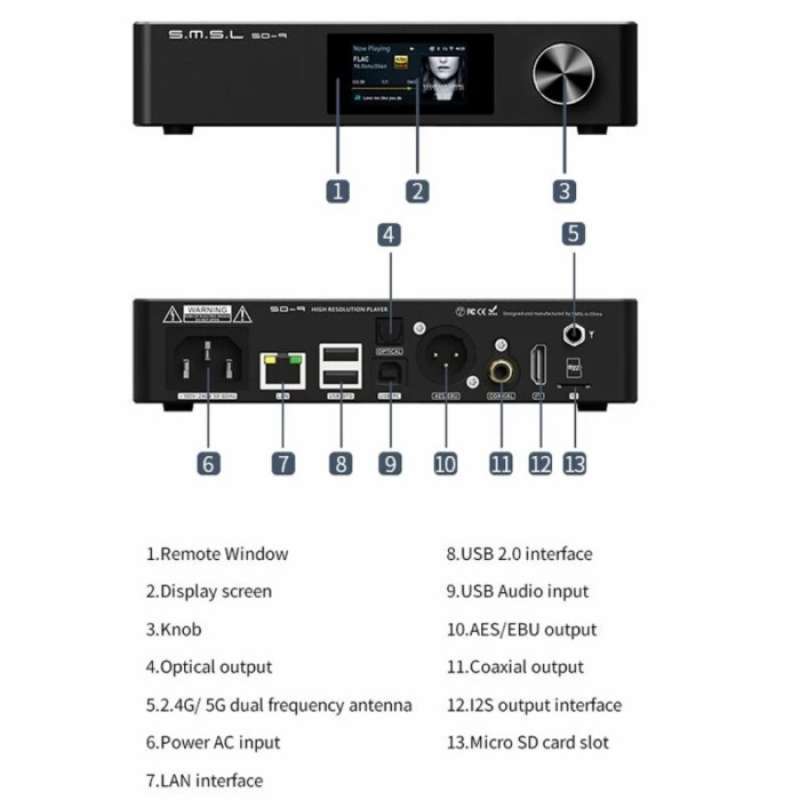 Jual Smsl S.m.s.l Sd9 Sd-9 Hi Res Mqa Desktop Player Dsd Bluetooth Wifi ...