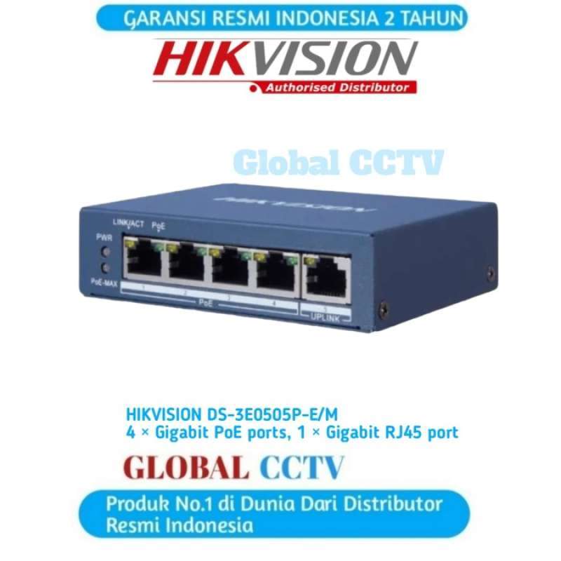 Promo Ds-3e0505p-e/m Hik Vision Switch Poe 4 Port Gigabit + 1 Uplink Gigabit Diskon 23% Di ...