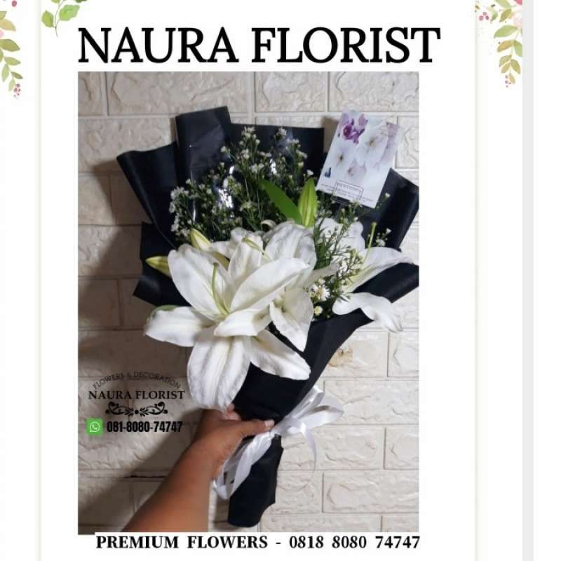 Promo Buket Bunga Lili Putih/bunga Wisuda/hand Bouquet/white Lili ...