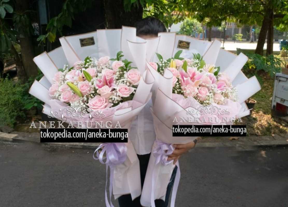 Promo Buket Bunga Mawar Asli Fresh Hand Bouquet Flower Pastel Peach ...