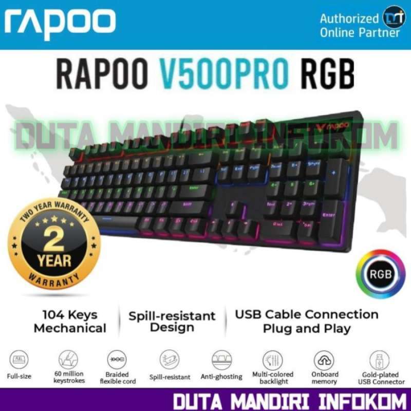 Promo 100% Produk Ori Rapoo V500pro - Fullsize Rgb Led Backlight ...
