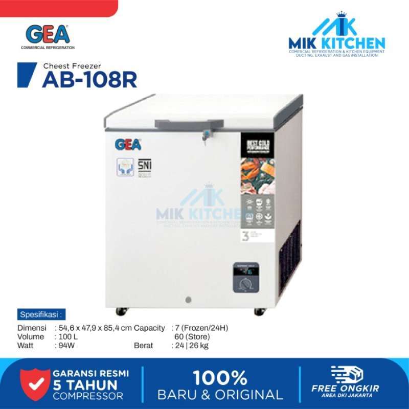 Promo Gea Chest Freezer Box Ab-108-r / Ab 108 R / Ab108r Diskon 33% Di ...