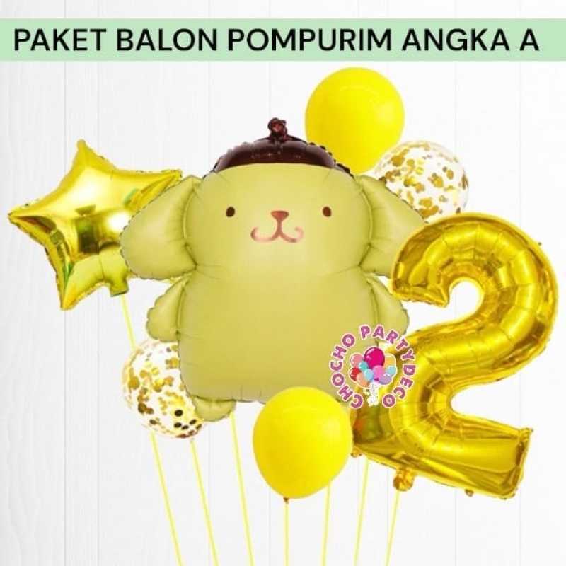 Promo Paket Balon Pompurin Sanrio Angka A / Dekorasi Ulang Tahun Sanrio ...
