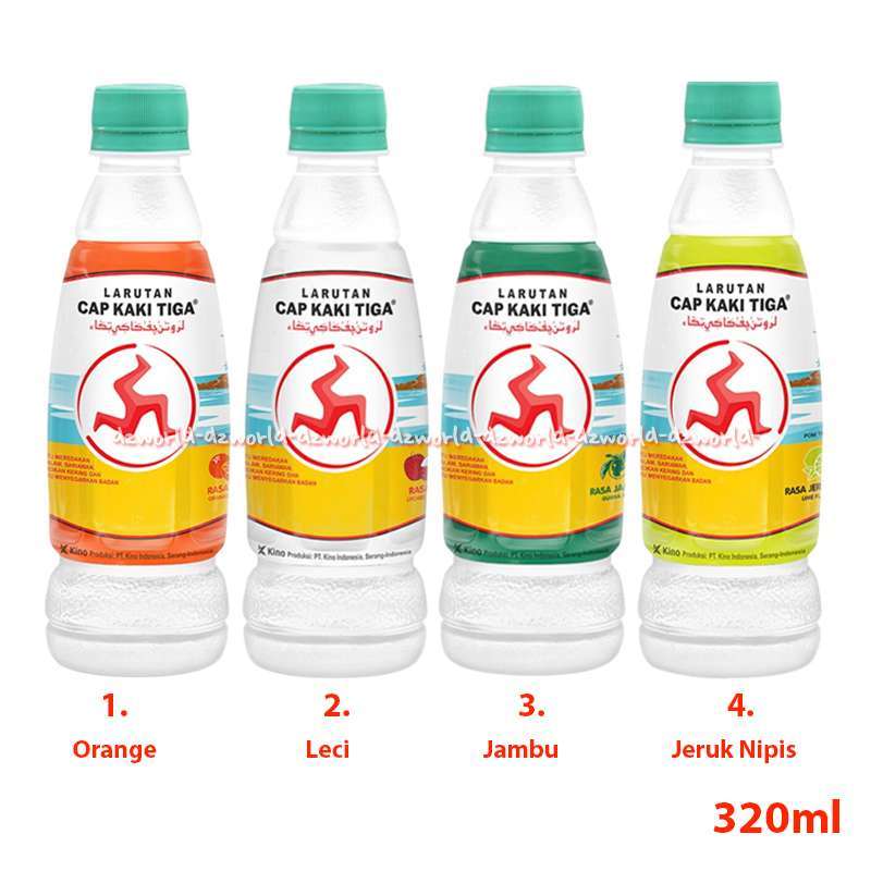 Jual Cap Kaki Tiga Larutan 320ml Rasa Orange Leci Jambu Jeruk Nipis Cap ...