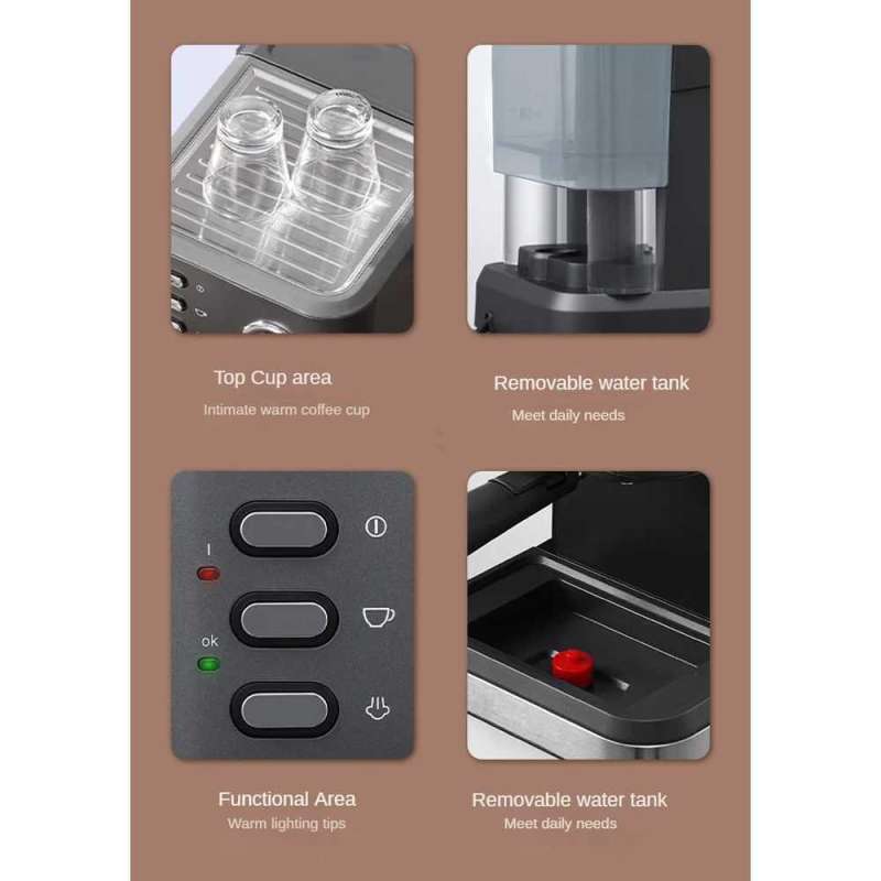 Jual Donlim Mesin Kopi Espresso Coffee Maker Frothing 20 Bar 850w 1.5l Cm3020 Mesin Kopi ...