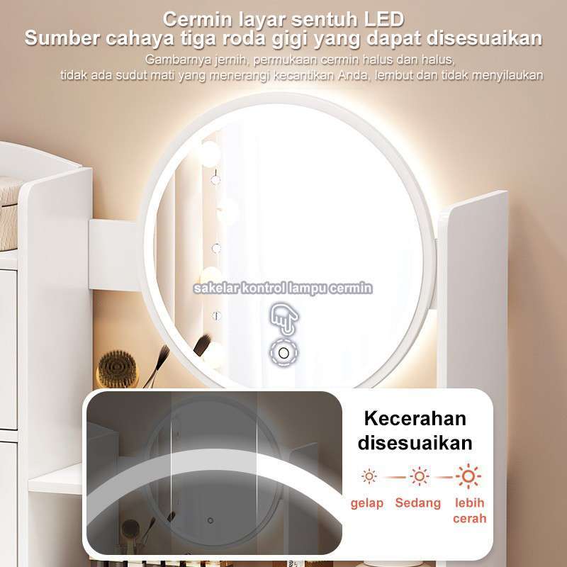 Promo Meja Rias Dengan Lampu Led Meja Rias Put Kaca Meja Diskon 49% Di ...
