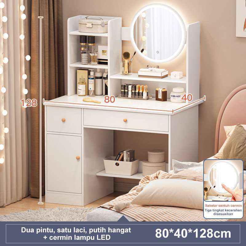 Promo Meja Rias Dengan Lampu Led Meja Rias Put Kaca Meja Diskon 49% Di ...