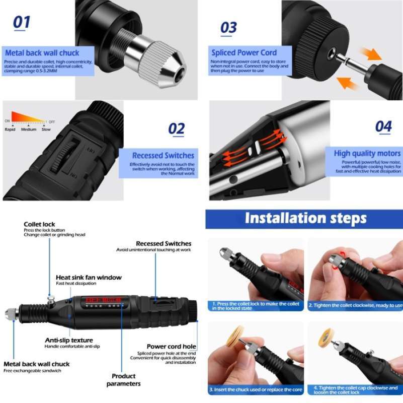 Promo Bor Mini 12v Dc Rpm Mini Drill Electric Engraver Grinder Gerinda ...