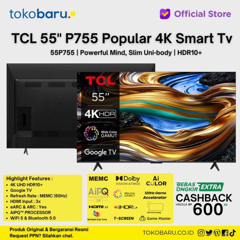 Promo Tcl 55p755 55 Inch 4k Google Tv Uhd Hdr10 Dolby Vision-atmos ...