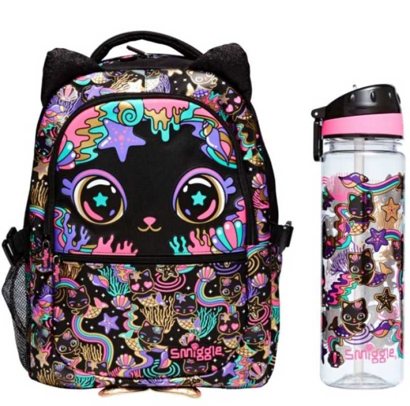 Jual Smiggle Attach Hey Black Cat Backpack Lunchbag Hardtop Bottle ...