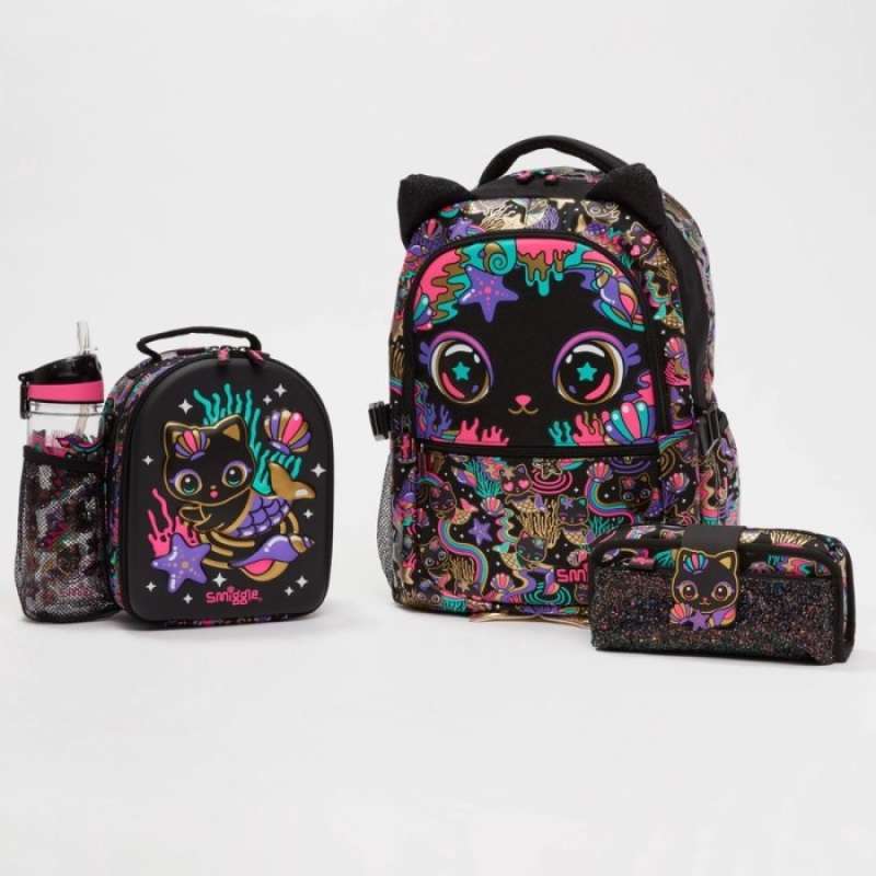 Jual Smiggle Attach Hey Black Cat Backpack Lunchbag Hardtop Bottle ...