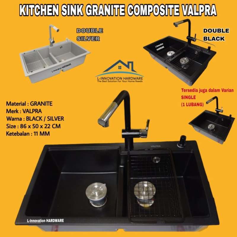 Promo Kitchen Sink Granite Composit Wastafel Bak Cuci Piring 2 Lubang ...