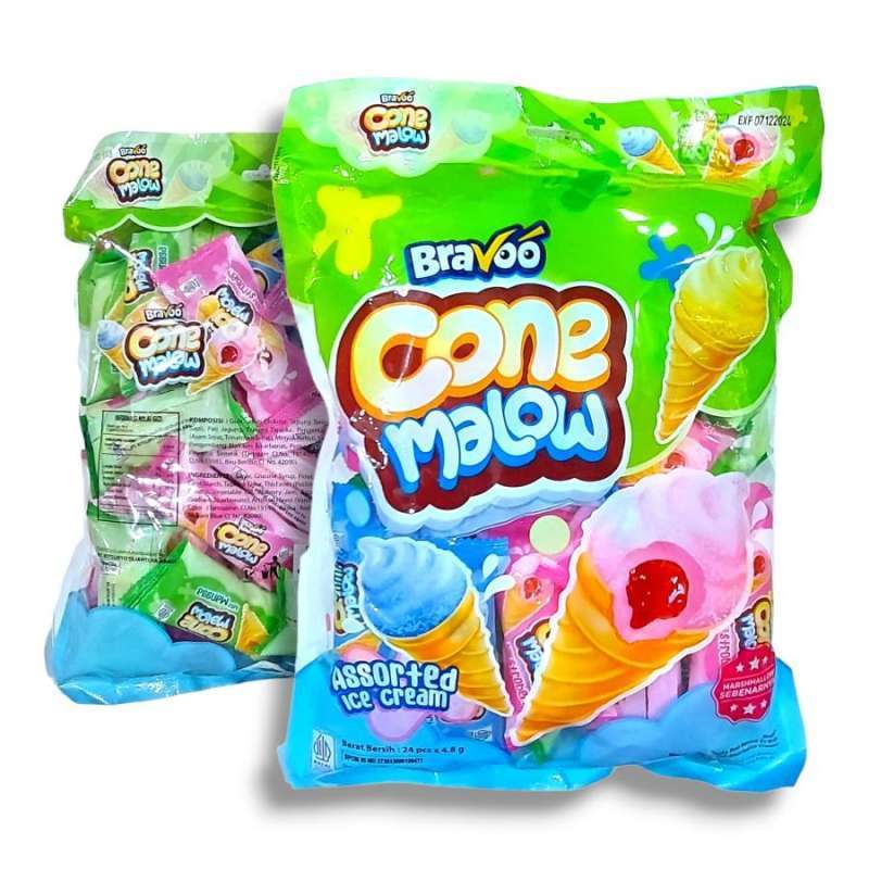 Jual Bravoo Cone Malow : Eksplorasi Rasa Marshmallow Bentuk Seru Ice ...