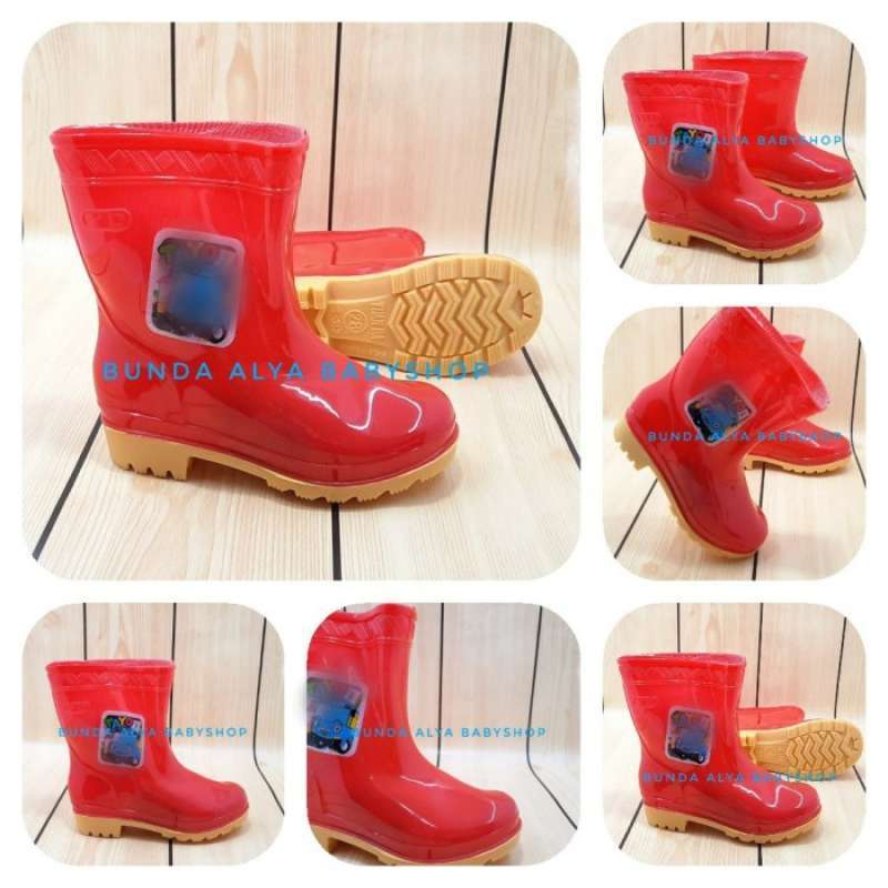 Jual Sepatu Boots Hujan Anak Usia 1 2 3 4 Tahun Bus Size 26 - 35 Merah ...