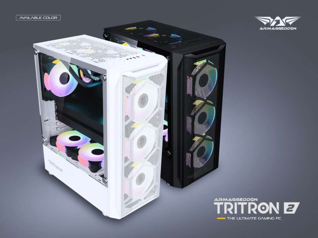 Jual Casing Pc Gaming Armaggeddon Tritron 2 Atx With Rgb Fan - White Di ...