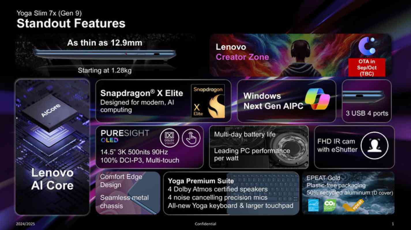 Promo Lenovo Yoga Slim 7x Snapdragon X Elite 1tb Ssd 32gb Qualcomm Adreno 3k Oled touch win11 ...