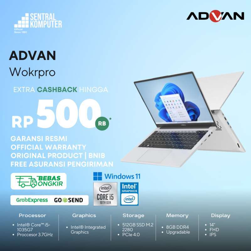 Jual Laptop Advan Workpro Core I5-1035g7 14-inch Fhd 8gb Ddr4 Ssd 512gb ...