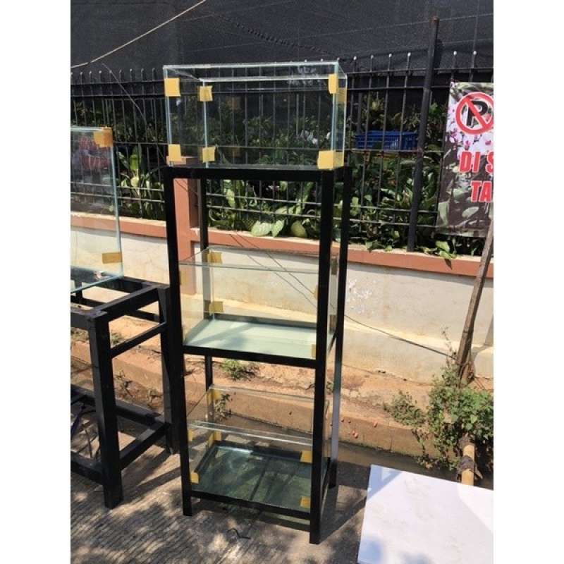 Promo Aquarium Kaca Ukuran 50x30x30cm Set Rak Besi Siku 3 Susun Diskon ...