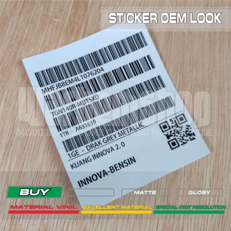 Promo Sticker Barcode Toyota Innova Fortuner All Gen - 1 Diskon 23% Di ...
