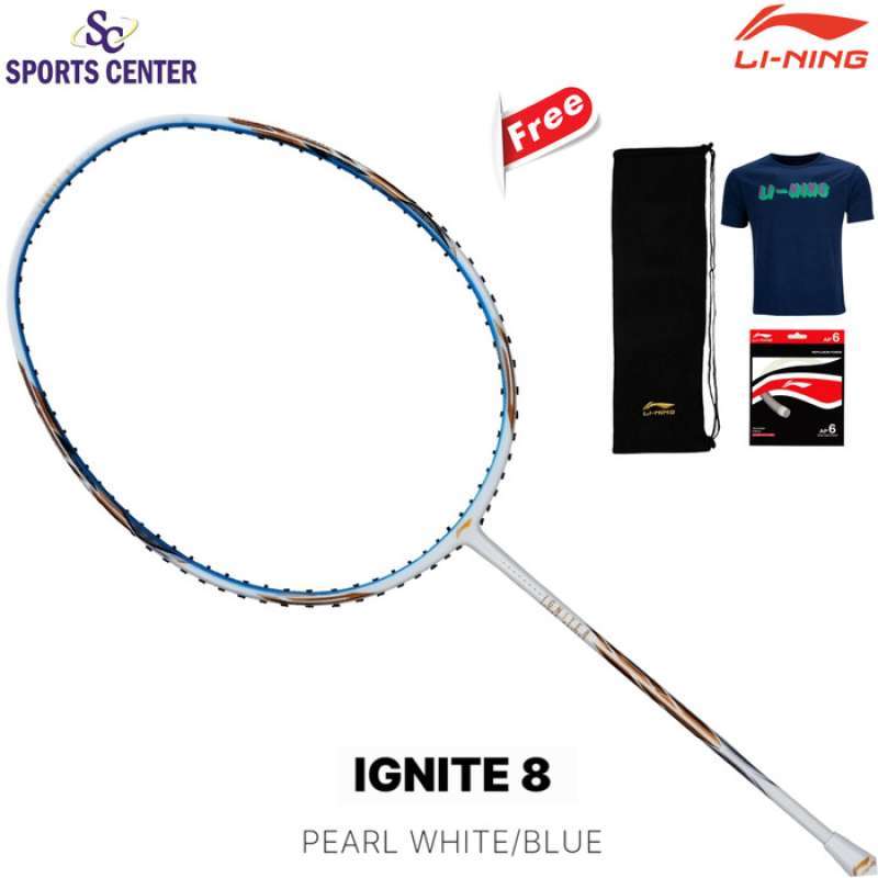 Jual New Full Set Raket Badminton Lining Ignite 8 Pearl White / Blue Di ...