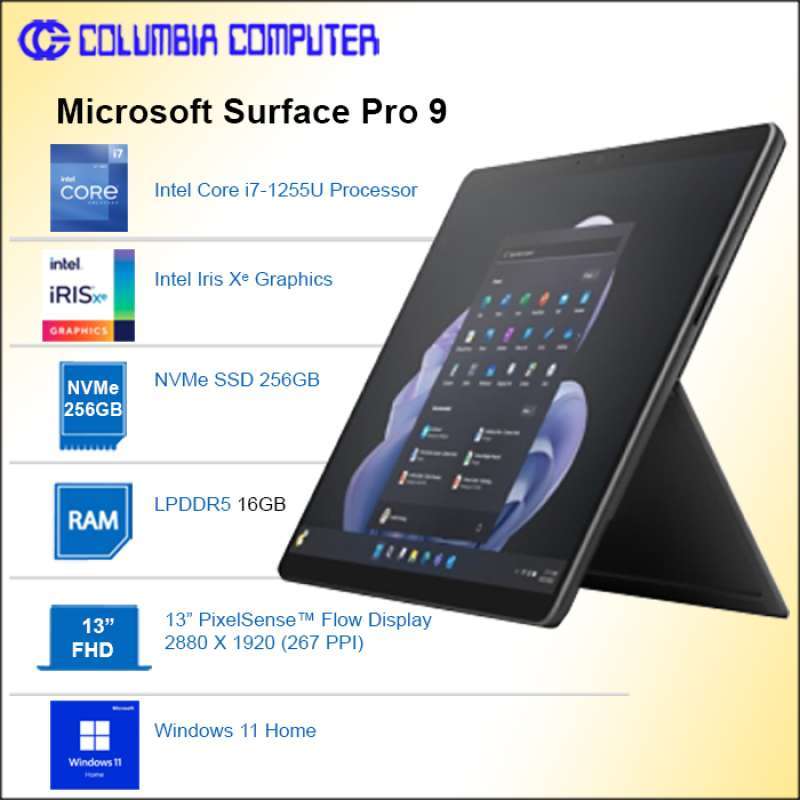 Jual Microsoft Surface Pro 9 Intel Core I7-1255u 8gb 256gb Win 11 Black ...