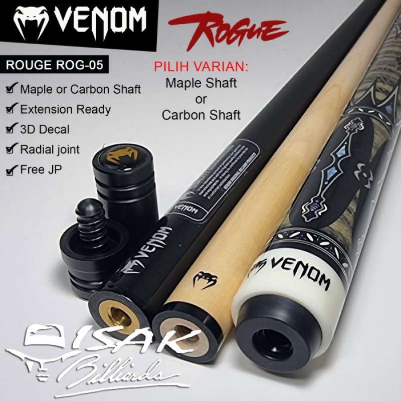 Jual Venom Rogue Rog-05 Pool Cue - Radial Maple Carbon Ext Stick ...