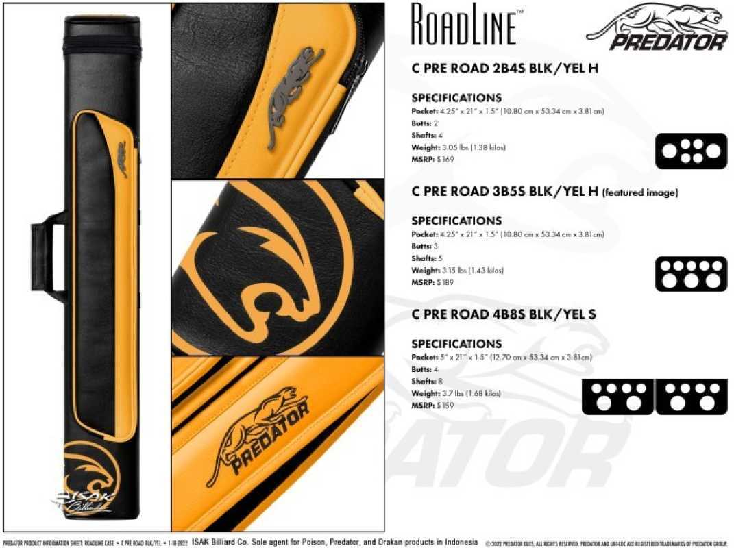 Jual Predator Roadline 3x5 Cue Case Black & Yellow Hard Tas Stick ...