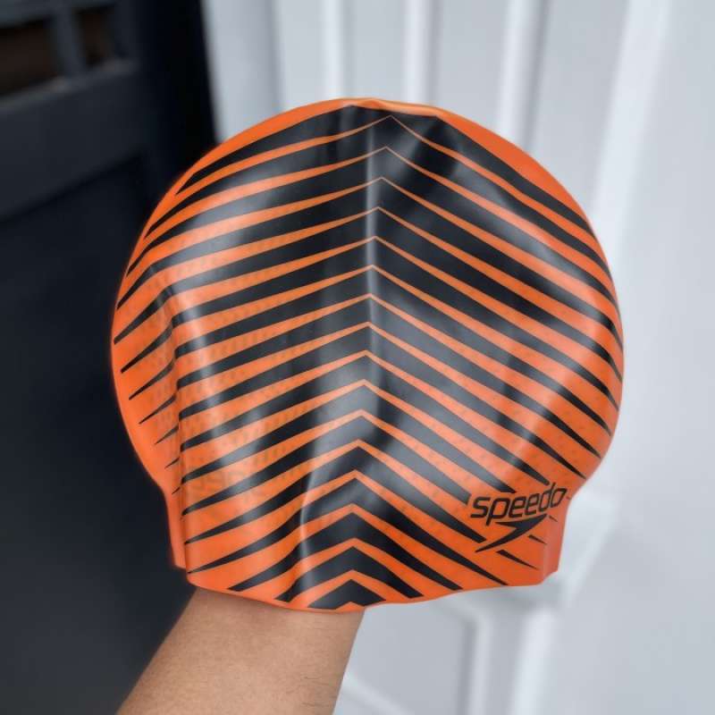 Jual Swim Cap Speedo Reversible Moulded Silicone Cap Orange Penutup ...