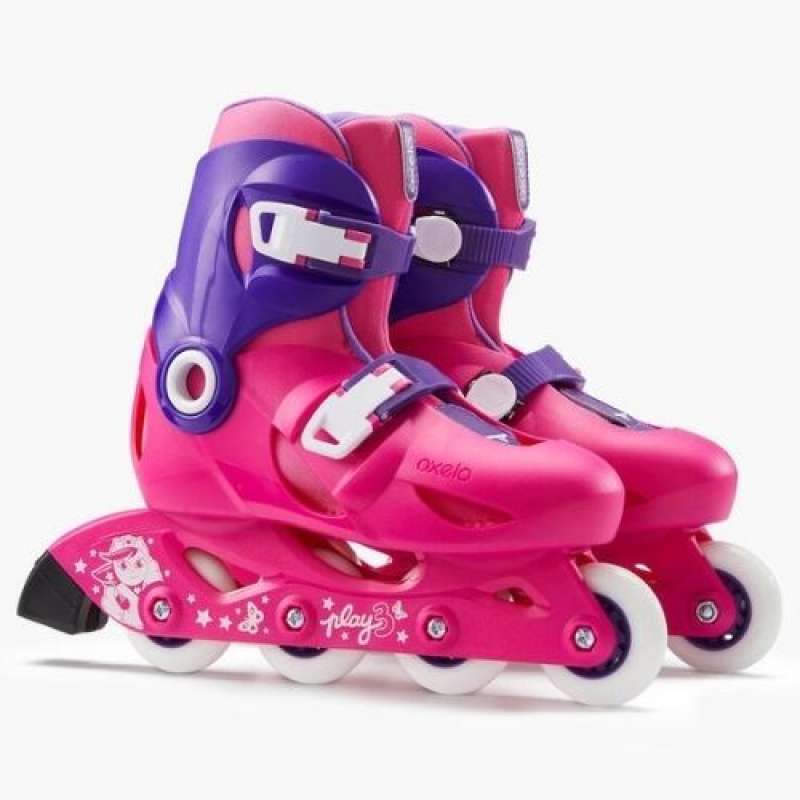 Jual Sepatu Roda Anak Perempuan Pink Oxelo Play3 Kids Skates 4 Tahun ...