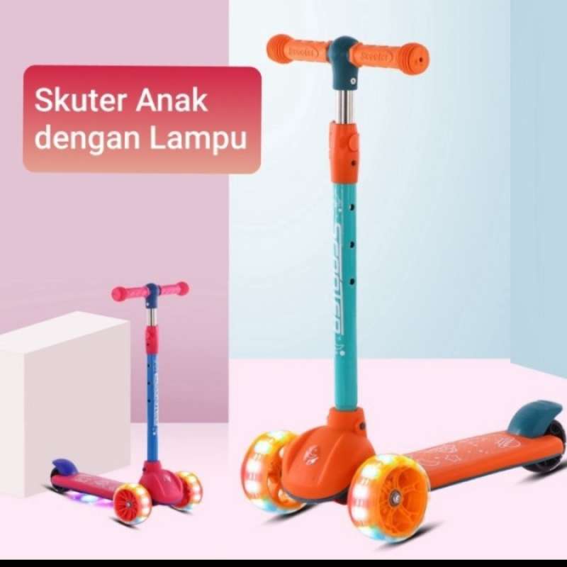 Jual Skuter Otoped Anak Roda Tiga 3 Bisa Menyala Lampu - Biru Dudukan ...