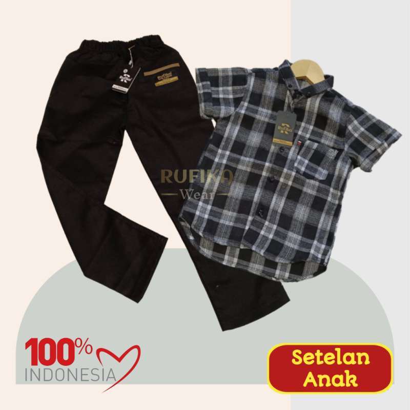 Jual Set Baju Kemeja Anak Laki Laki Perempuan Usia 2-7 Tahun Setelan ...