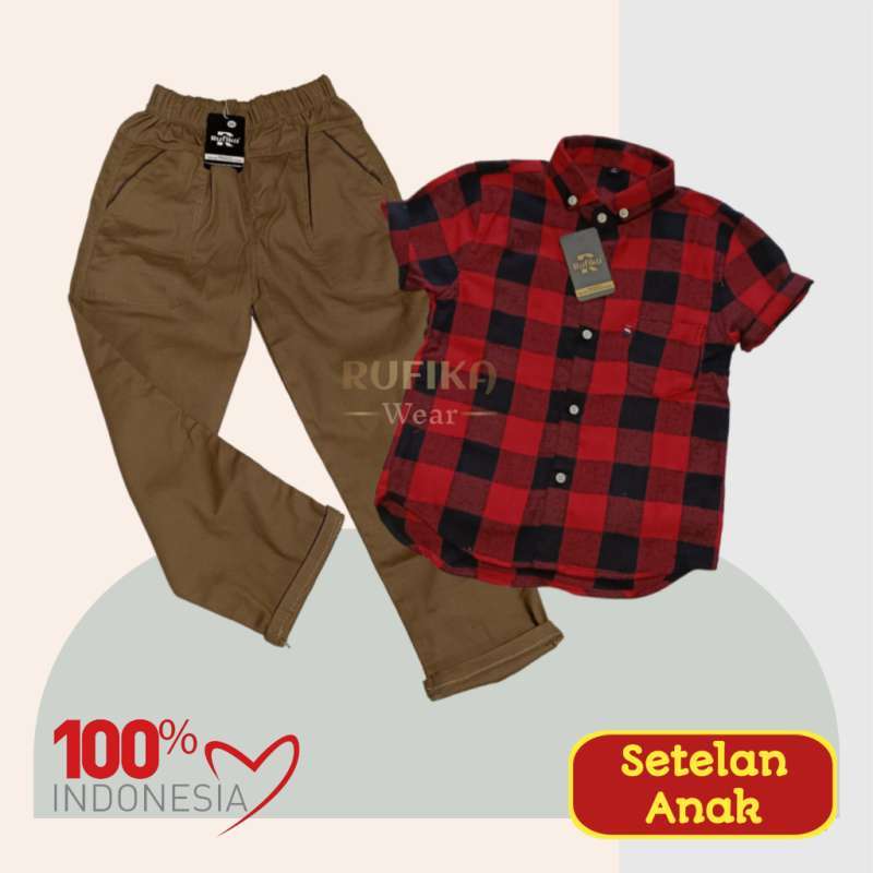 Jual Set Baju Kemeja Anak Laki Laki Perempuan Usia 2-7 Tahun Setelan ...