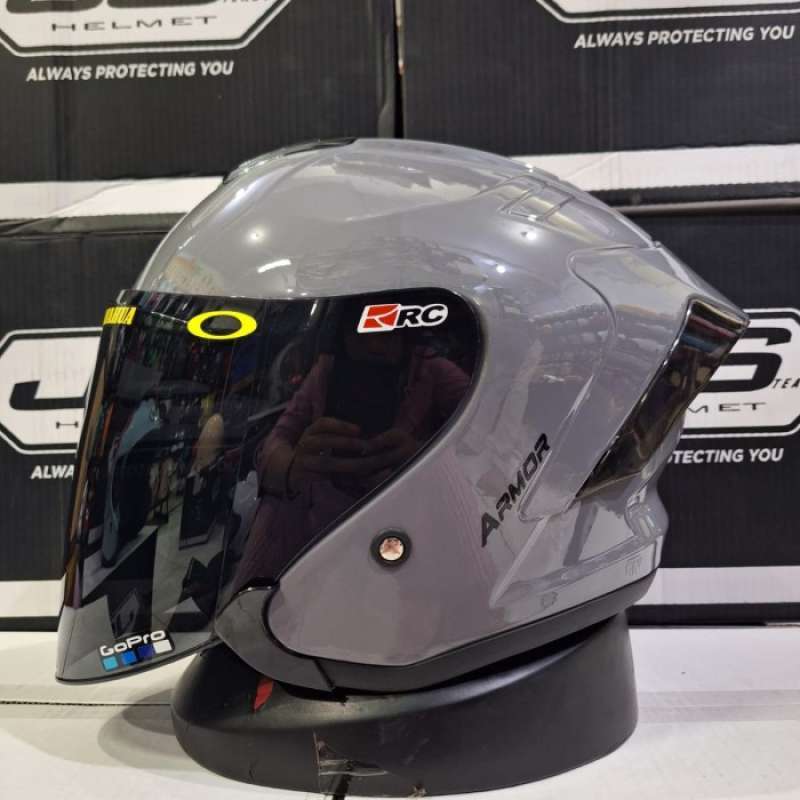 Jual Helm Js Armor Solid Series Paket Ganteng Sni - Grey Doff M Di ...