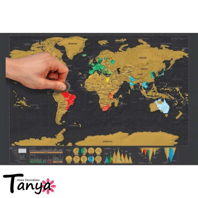 Promo Poster Peta Dunia Artistik Scratch Premium World Map Diskon 23% ...
