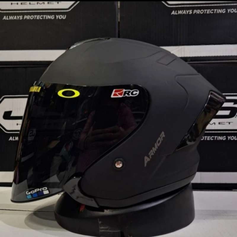 Jual Helm Js Armor Solid Black Doff Single Visor - L Grey V.smoke Di ...