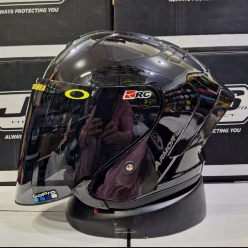 Jual Helm Js Armor Solid Black Doff Single Visor - L Grey V.smoke Di ...